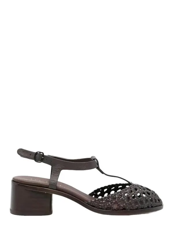 Hereu T-strap Woven Heeled Pumps - Brown