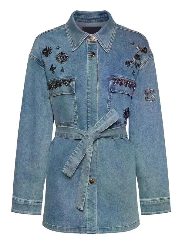 ELENA MIRO` Apliqués Embellished Denim Jacket - Blue