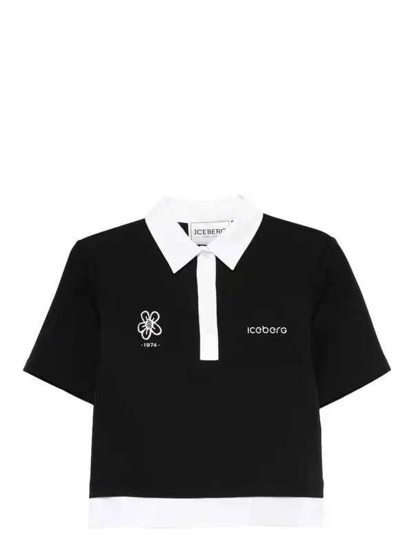 Iceberg Flower Polo Top - Black