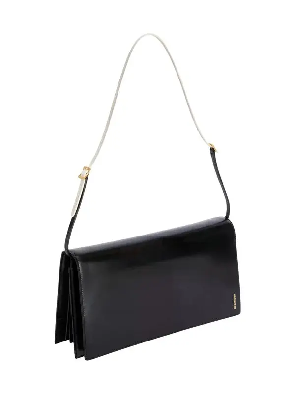 JIL SANDER File Leather Shoulder Bag - Black