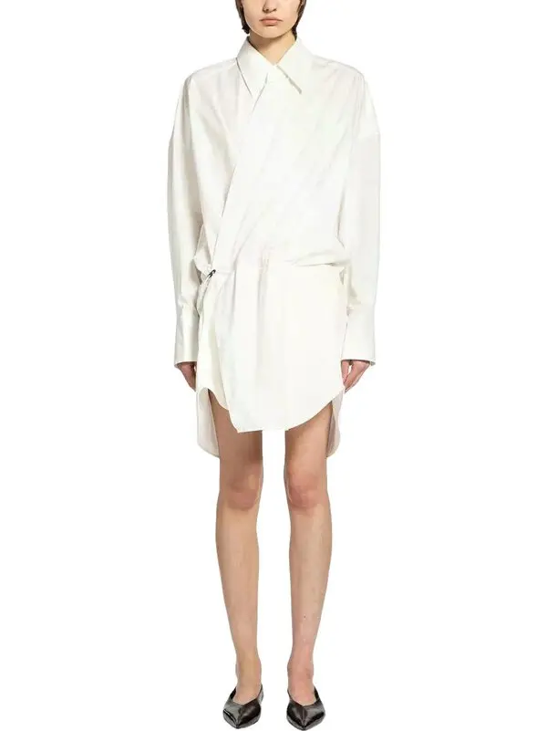 PETAR PETROV Cross-over Mini Shirt Dress - White