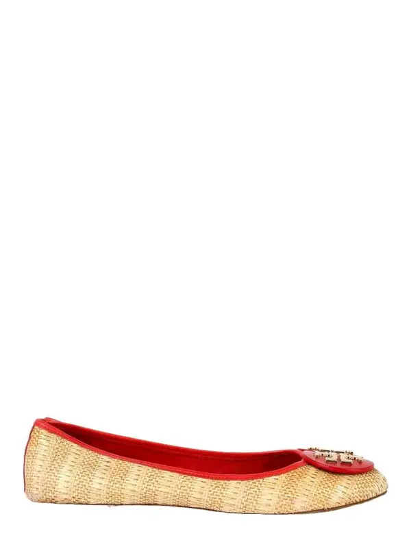 Tory Burch Reva Raffia-effect Ballet Flats - Neutrals