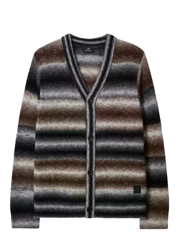 Paul Smith Striped V-neck Cardigan - Black