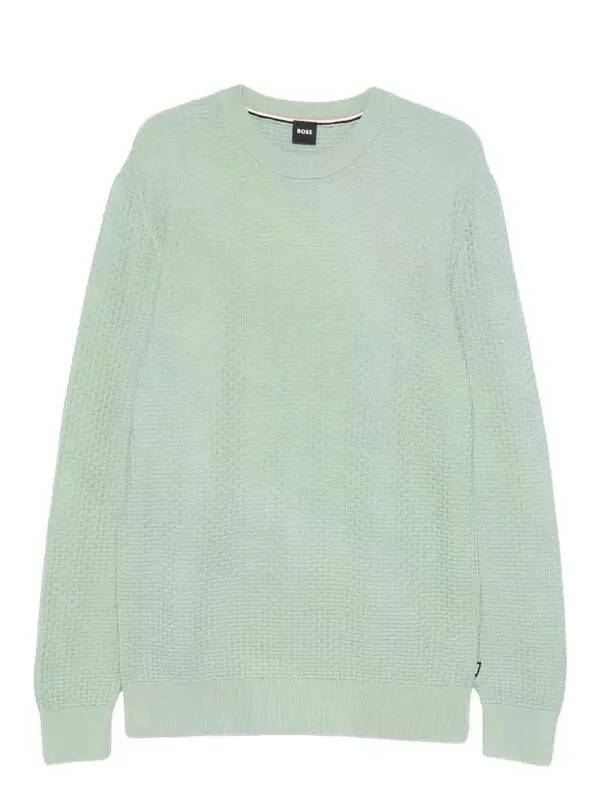 BOSS Textured Crew Neck Sweater - Green