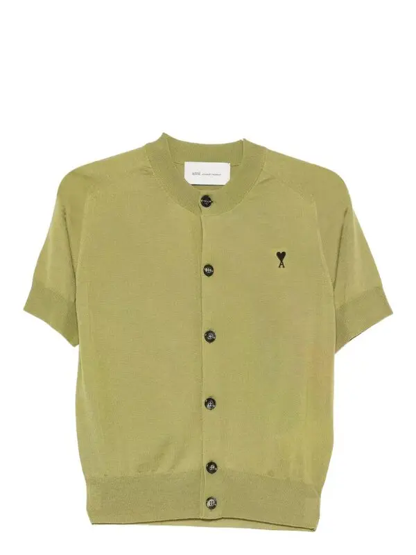 Ami Button Short-sleeve Cardigan - Green