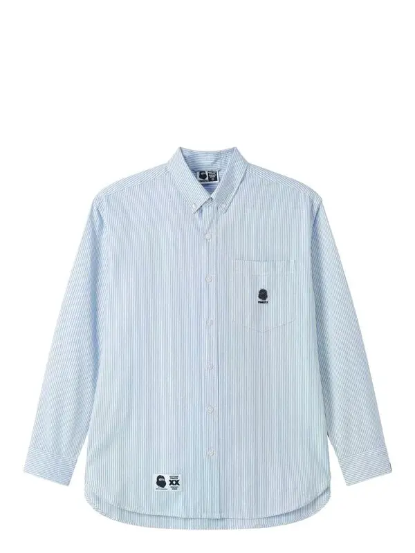 FINGERCROXX Pinstripe Chest-pocket Shirt - Blue