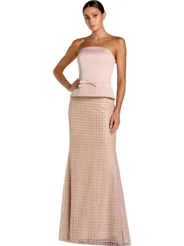 Mac Duggal Strapless Embellished Gown - Blush