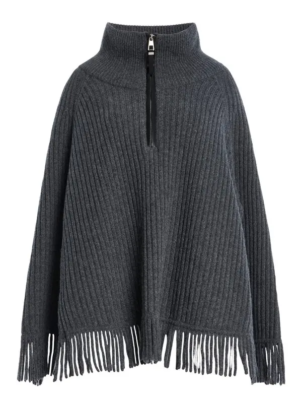 Simkhai Wool-cashmere Poncho Top - Dark Grey