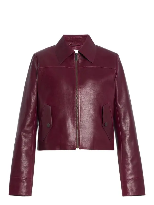 Simkhai Freeman Leather Jacket - Burgundy