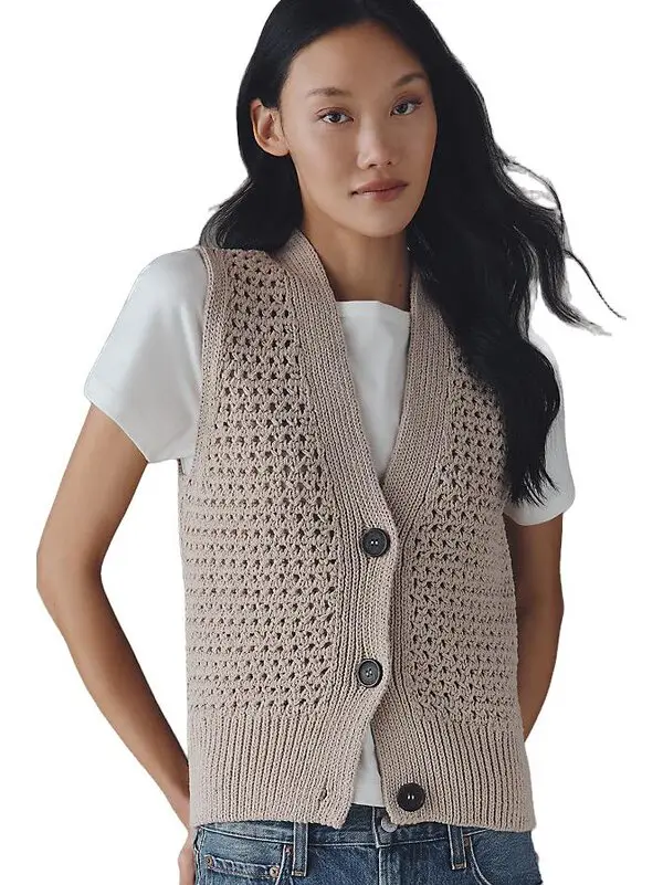 Maeve Sweater Vest & T-shirt Twofer - Soft Oatmeal