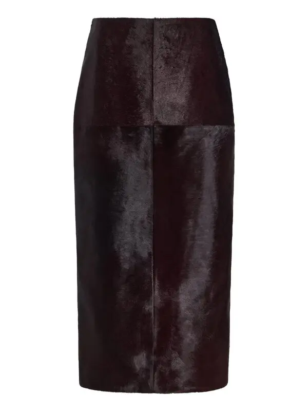 Simkhai Tobiana Leather Midi Skirt - Brown