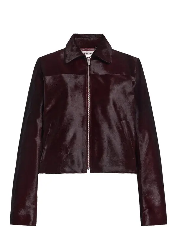 Simkhai Daria Pony Hair Leather Jacket - Brown