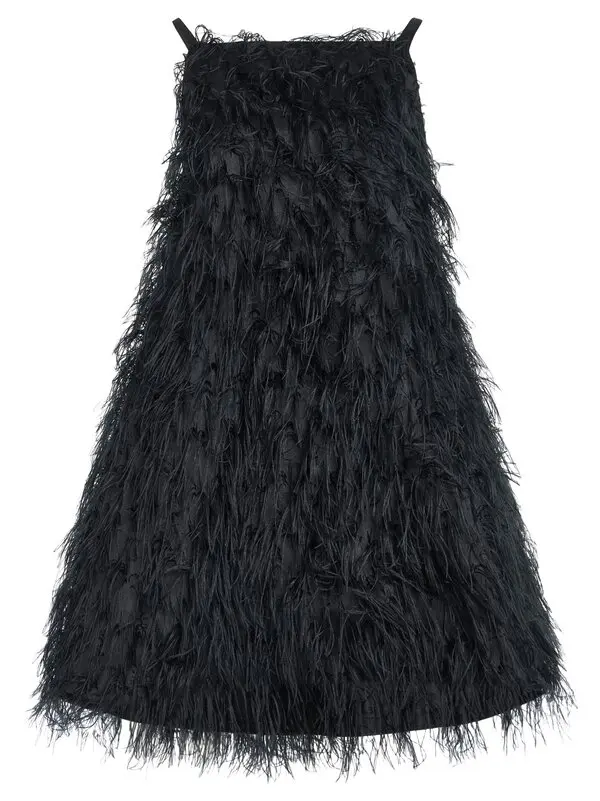 Simkhai Kalla Feather-embellished Mini Dress - Black