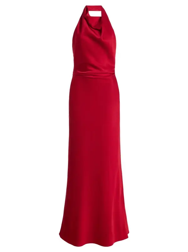 Simkhai Reannon Draped Halter Gown - Red