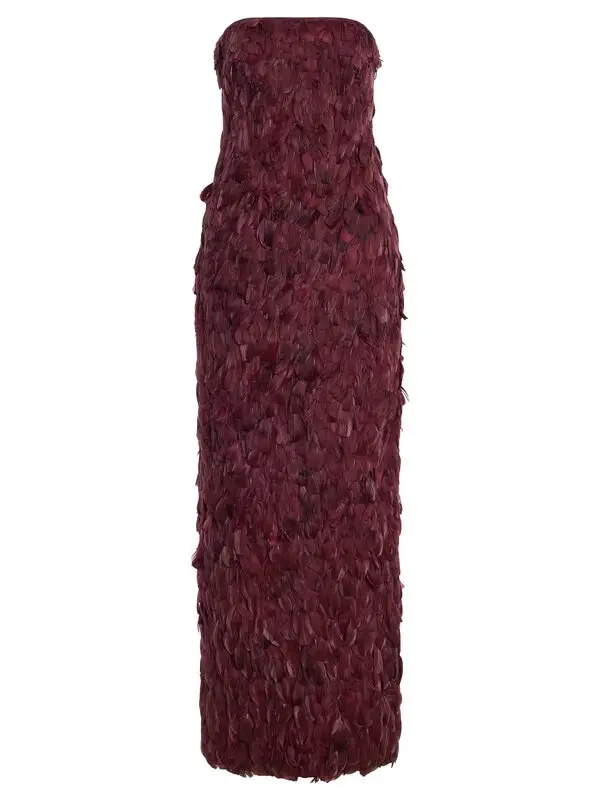 Simkhai Malvina Feather-embellished Midi Dress - Brown