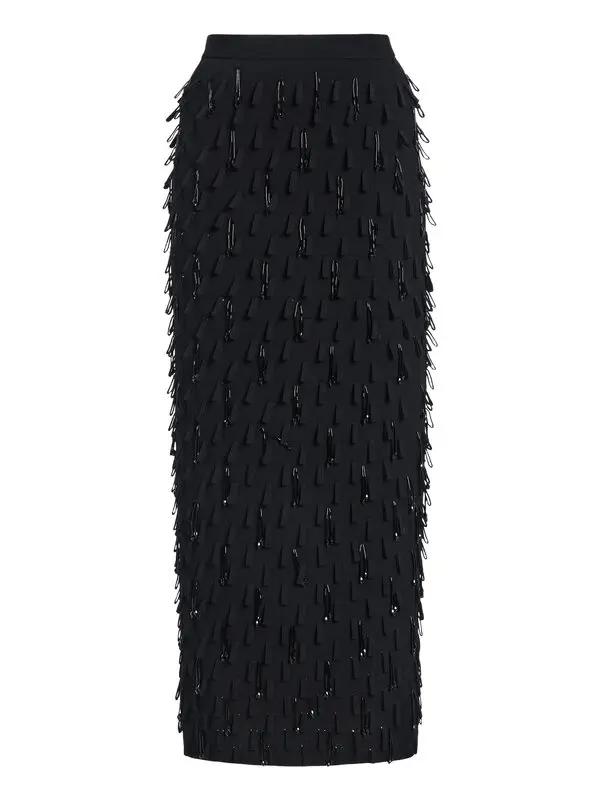 Simkhai Bree Bead-embellished Knit Midi Skirt - Black