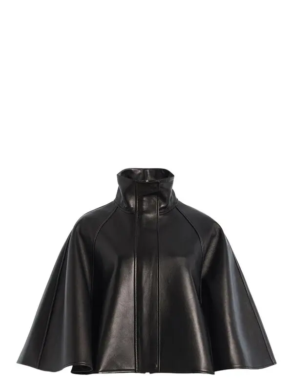 Simkhai Orvik Leather Cape Jacket - Black