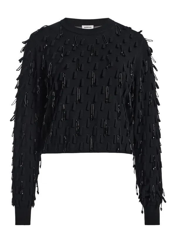 Simkhai Embellished Knit Top - Black