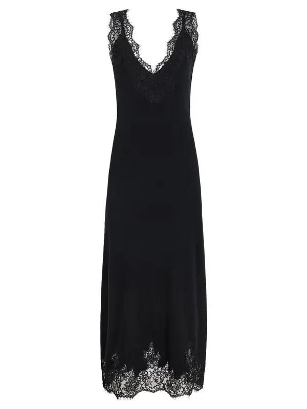 Simkhai Zinnia Lace-trimmed Cashmere Midi Dress - Black