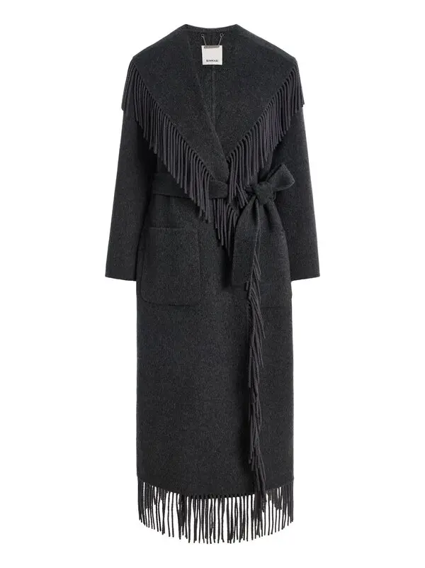 Simkhai Wool-blend Fringe Robe - Dark Grey