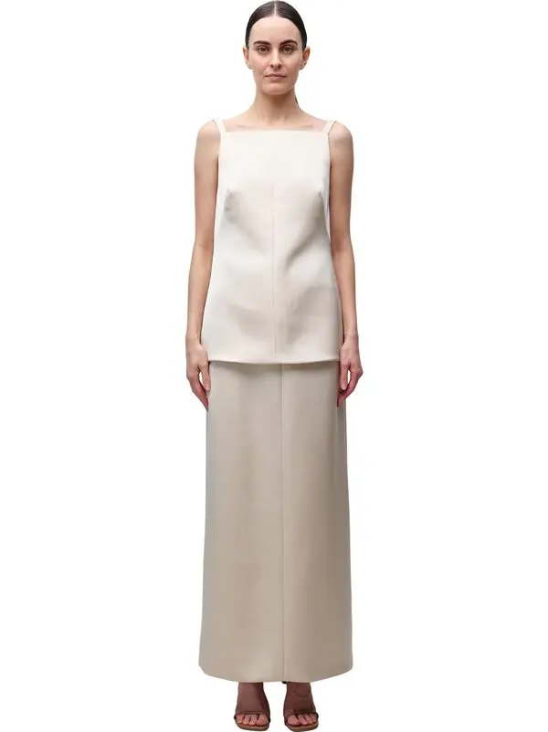 Simkhai Anais Topstitched Maxi Skirt - Tan