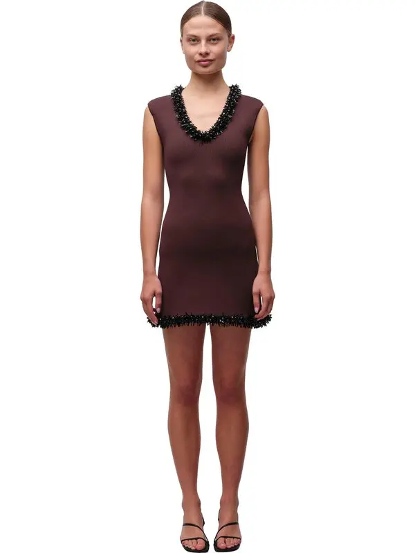 Simkhai Suki Embellished Mini Dress - Brown
