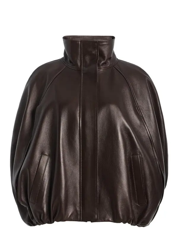 Simkhai Jada Leather Cape Jacket - Brown