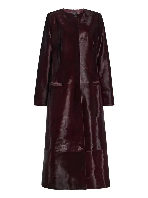 Simkhai Calf Hair Leather Coat - Brown