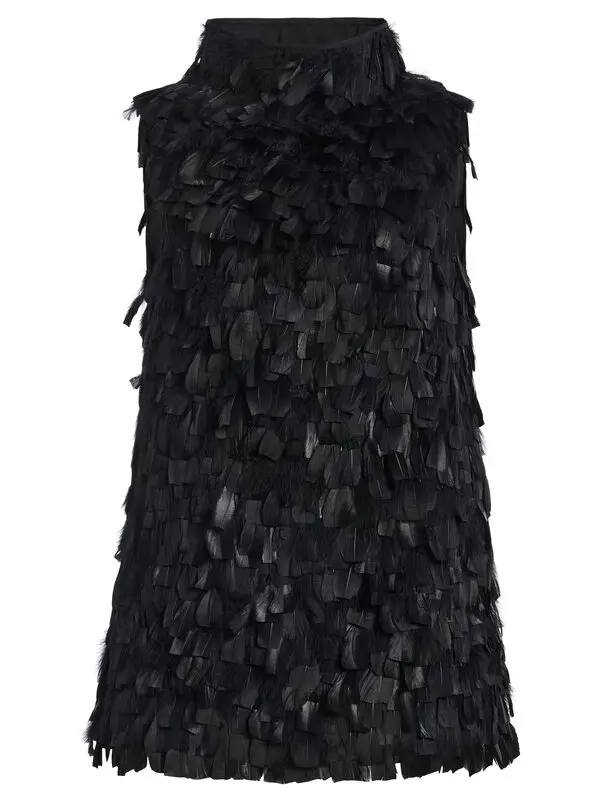 Simkhai Karlene Feather-embellished Mini Dress - Black