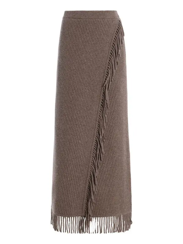 Simkhai Casey Wool-cashmere Fringe Wrap Midi Skirt - Bronze