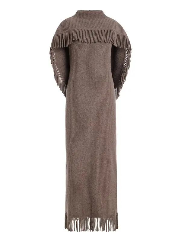 Simkhai Wool-cashmere Knit Cape Midi Dress - Brown