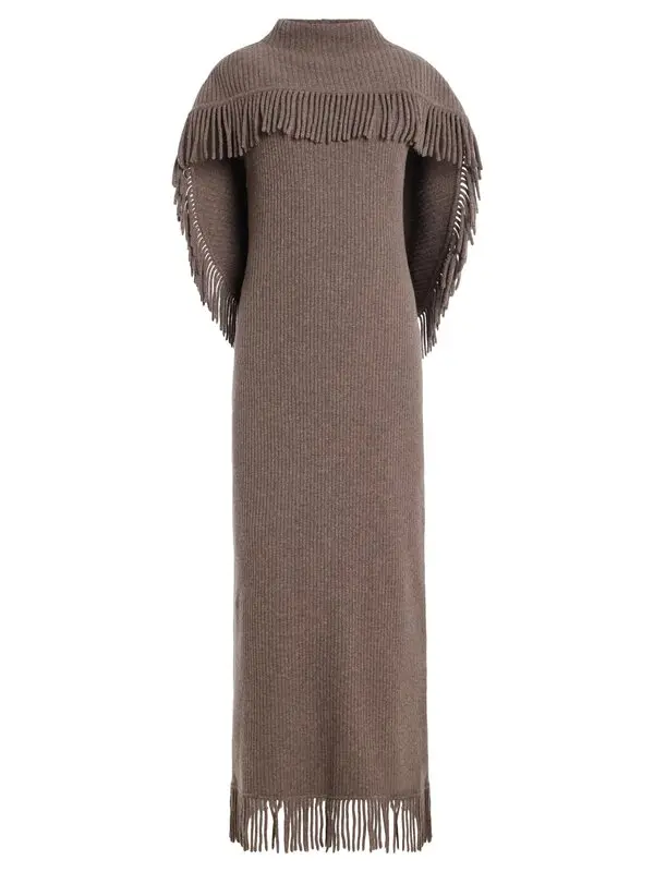 Simkhai Wool-cashmere Knit Cape Midi Dress - Brown