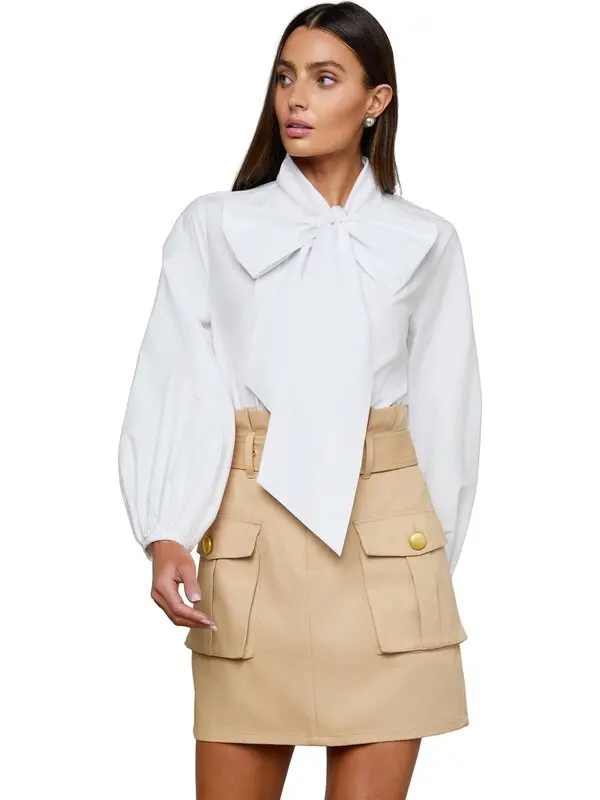 L'Agence Deon Tie-neck Blouse Top - White