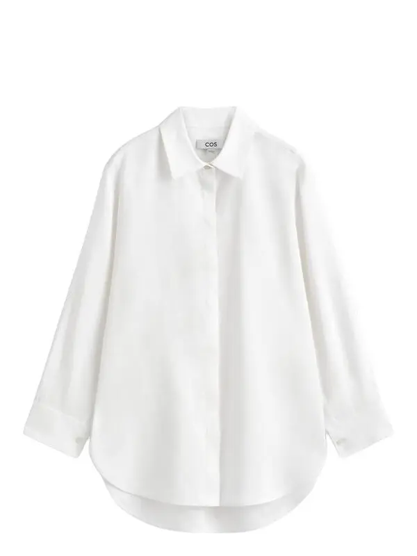 Cos Longline Linen Blend Shirt - White