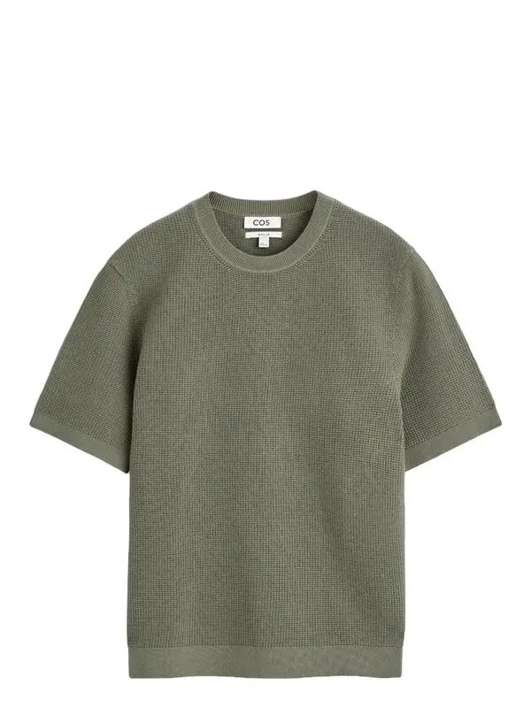 Cos Waffle-knit Cotton T-shirt - Green