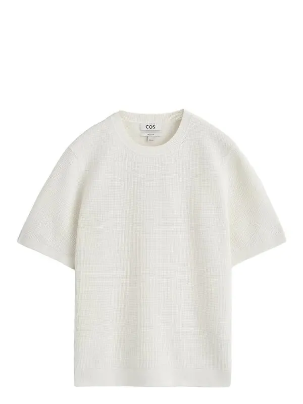 Cos Waffle-knit Cotton T-shirt - White