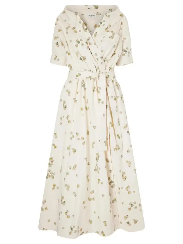 Altuzarra Lydia Belted Printed Cotton-blend Poplin Midi Dress - Ivory