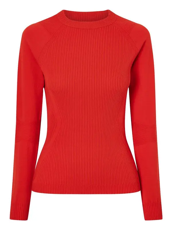 Moncler Appliquéd Ribbed-knit T-shirt - Red