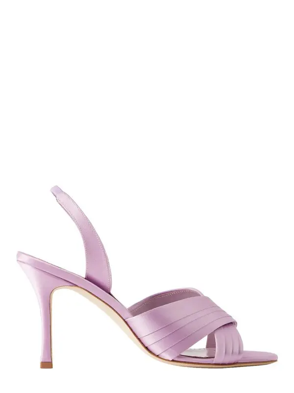 Manolo Blahnik Viera 90 Satin Slingback Sandals - Purple
