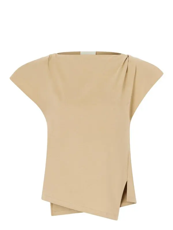 Isabel Marant Sebani Asymmetric Cotton-jersey T-shirt - Neutrals