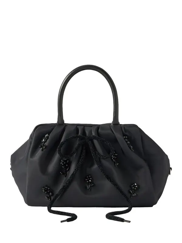 Simone Rocha Leather-trimmed Embellished Shell Tote - Black