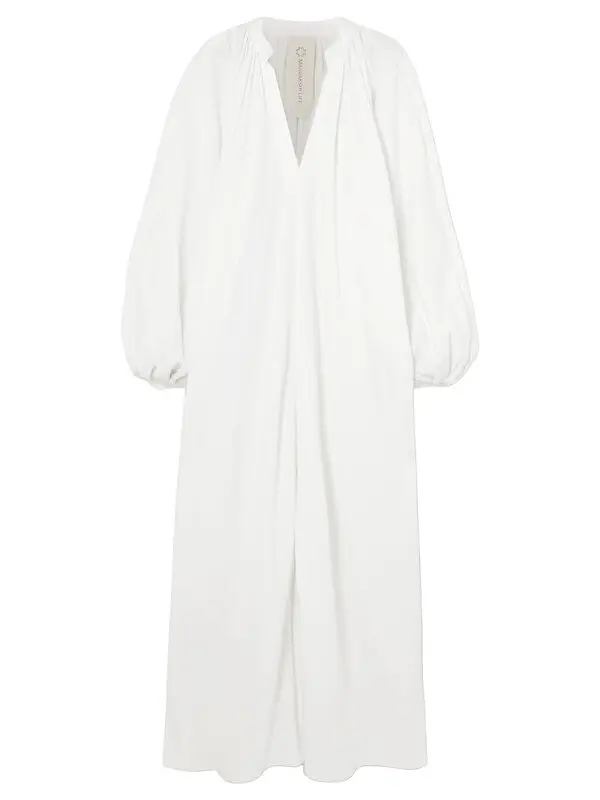 MARRAKSHI LIFE Touareg Oversized Gathered Cotton-blend Piqué Maxi Dress - White
