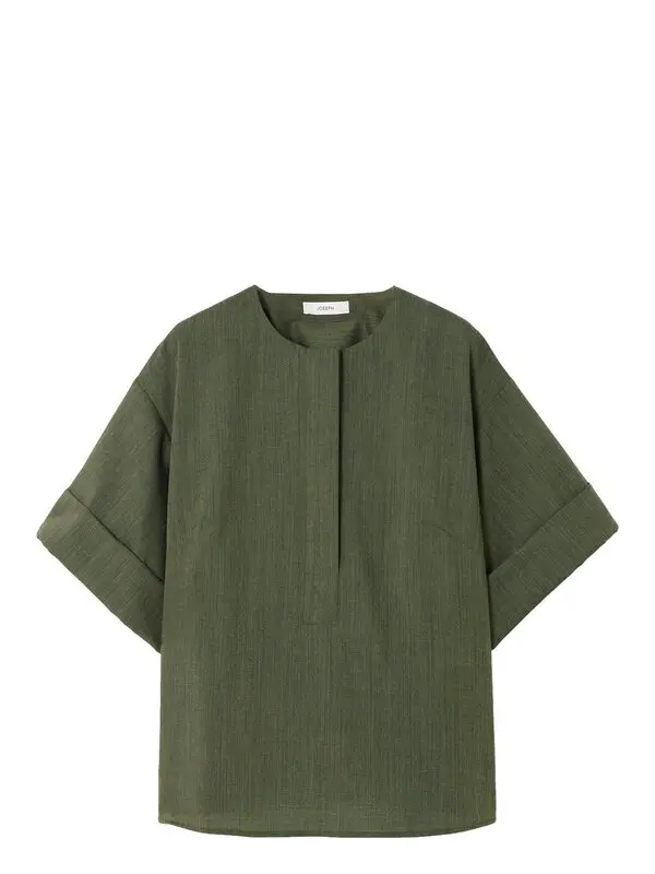 JOSEPH Yani Wool-twill Blouse - Green