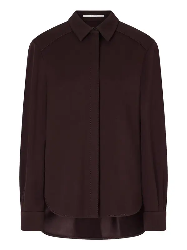 Another Tomorrow Stretch-jersey Blouse - Brown