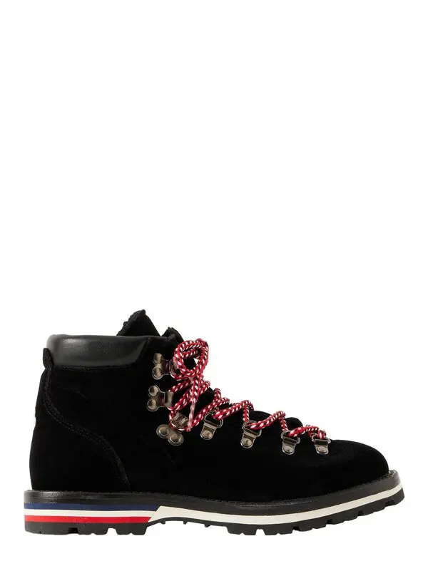 Moncler Blanche Shearling-lined Velvet Ankle Boots - Black