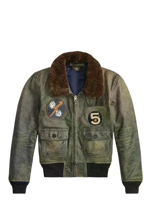 Ralph Lauren Leather Bomber Jacket - Blue