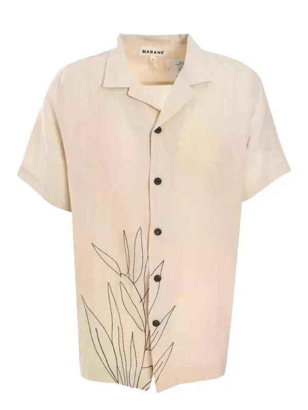 Marané La Susana Embroidered Short-sleeve Shirt - Neutrals