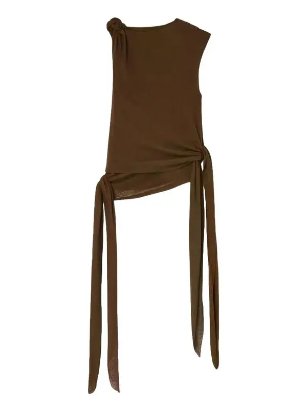 GANNI Knot-detail Side-tie Tank Top - Brown
