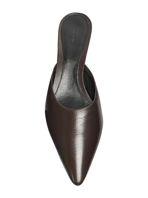 THE ROW Lissa Kitten Mule - Lacquer Brown