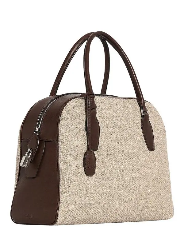 THE ROW India 12.0 Canvas Bag - Shell & Deep Brown Ans